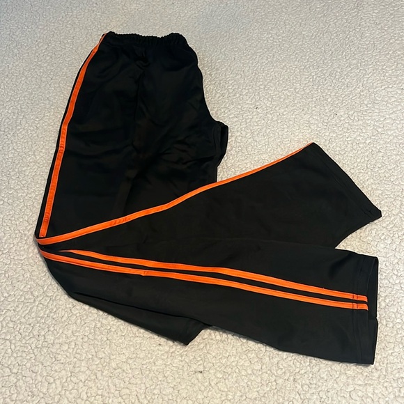 Pants | Black Athletic Pants With Double Orange Stripe | Poshmark